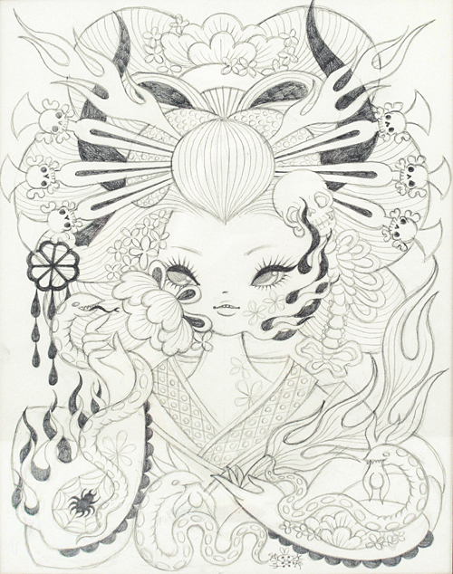 Jigoku Dayu (Hell Courtesan) 2 : Drawing - Nucleus | Art Gallery and Store