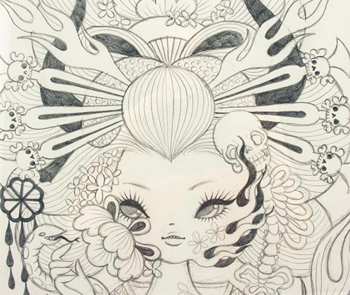 Jigoku Dayu (Hell Courtesan) 2 : Drawing - Nucleus | Art Gallery and Store